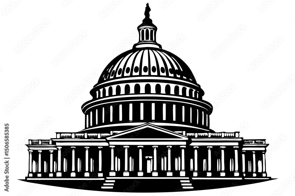 United States Capitol Building Architectural Illustration, capitol ...