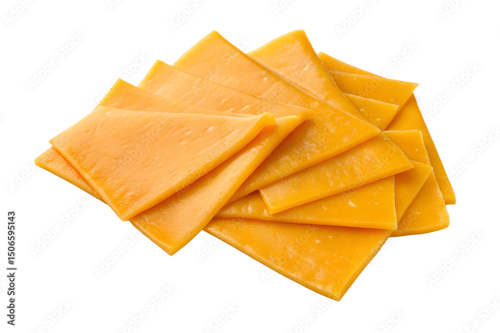 Stack of sliced cheddar cheese isolated on transparent background Stock ...