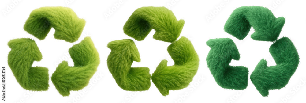 PNG Furry green recycling symbols, element set on transparent ...