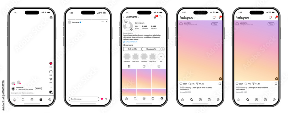 Instagram post story reels mockup template with updated grid size. New ...