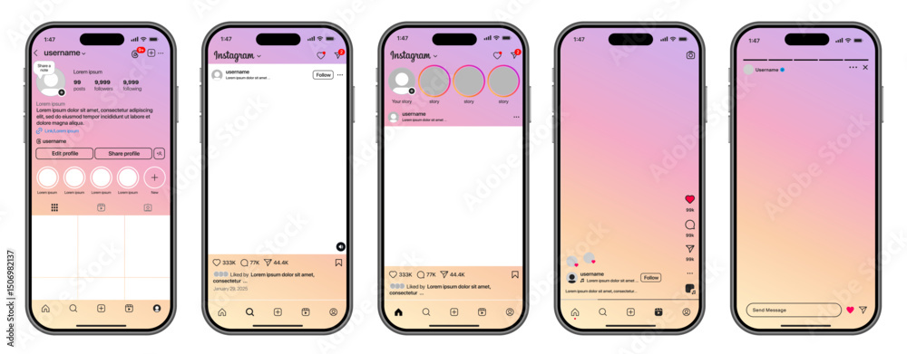 Instagram post story reels mockup template with updated grid size. New ...