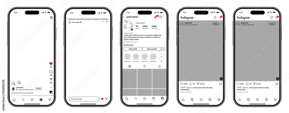 Instagram post story reels mockup template with updated grid size. New ...