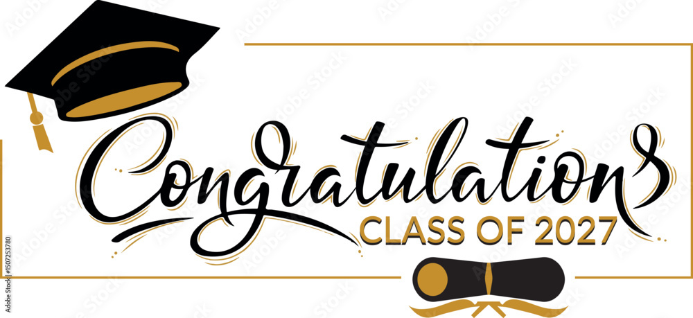 Praca wektorowa bez tantiem: Congratulations Class of 2027 greeting ...