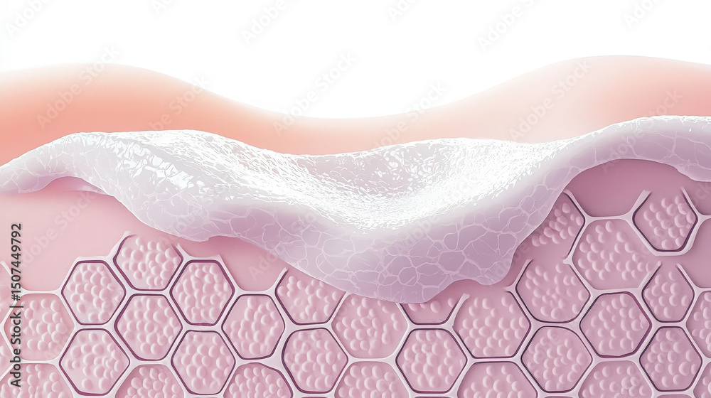 Close-up view of skin layers highlighting the hexagonal pattern and ...