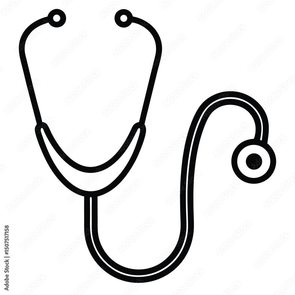 Black Outline Stethoscope Medical Equipment Icon for Healthcare ...