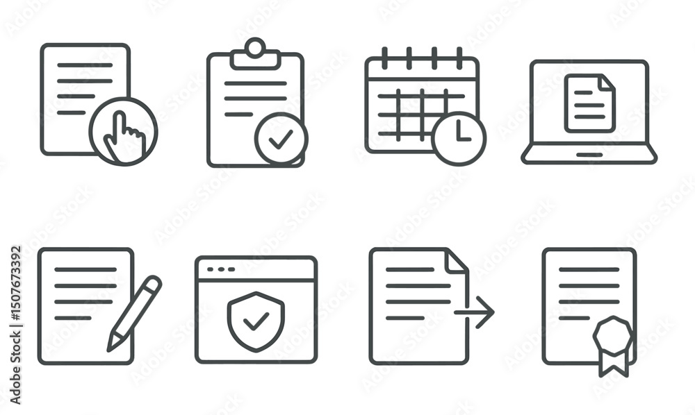 Academic outline icons set – educational, simple, and learning symbols ...