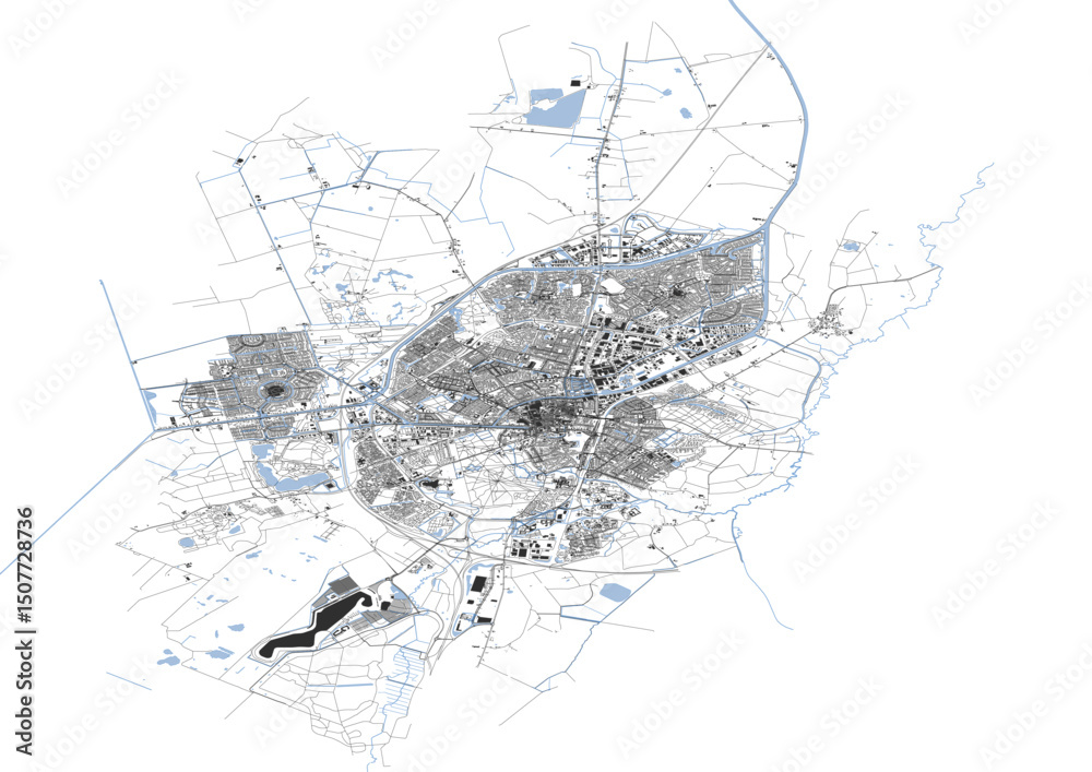 Complete Vector Map of Assen – Detailed Highways, Buildings, and ...