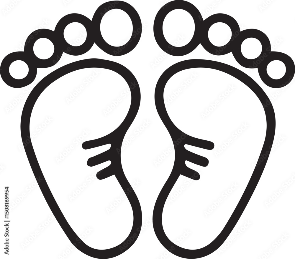 Stock-Vektorgrafik „baby feet silhouette, infant foot outline, newborn ...
