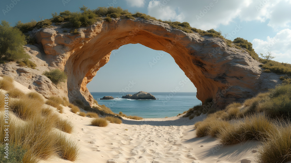 natural arch formation by wind erosion. stunning wind-sculpted rock ...