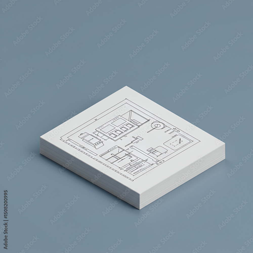 Architectural design blueprint of a modern kiosk/exhibition booth ...
