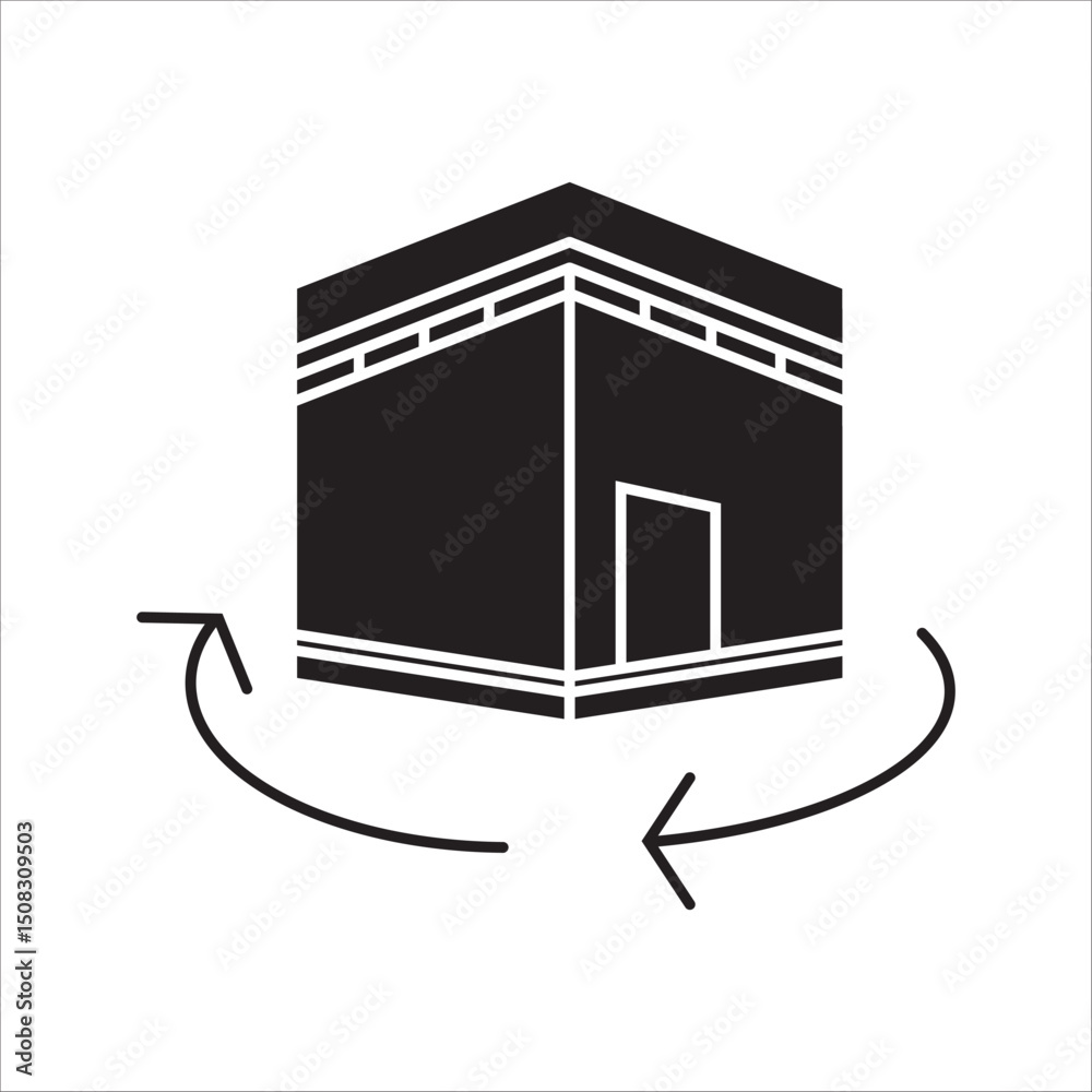 Vector de Stock Kaaba icon. Arabic Islamic Mecca or Kaaba, holy place ...