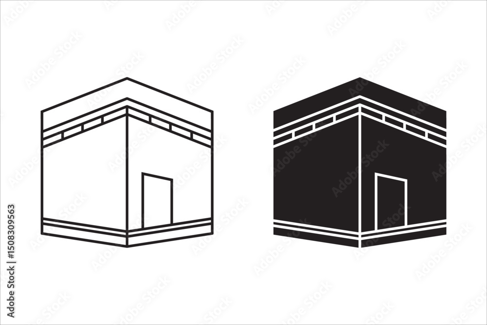 Kaaba icon. Arabic Islamic Mecca or Kaaba, holy place for worship ...