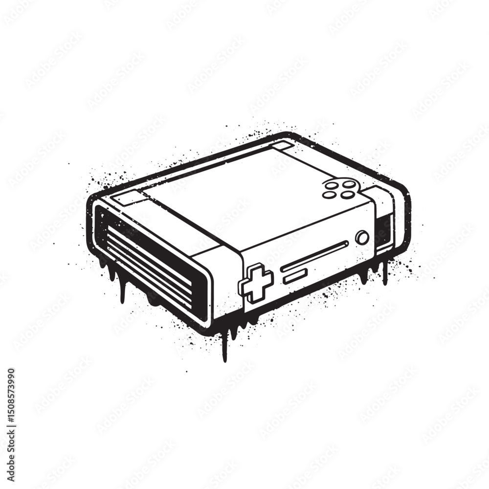 Retro Gaming Console with Stencil Drip Design for Merchandise Ap Stock ...