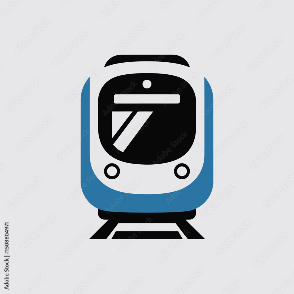 Vector de Stock Simplified metro train icon with front-facing design ...