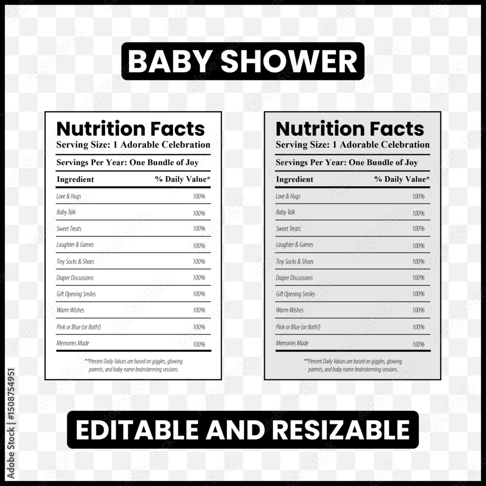 Стоковое векторное изображение «Baby shower nutrition facts Baby shower ...