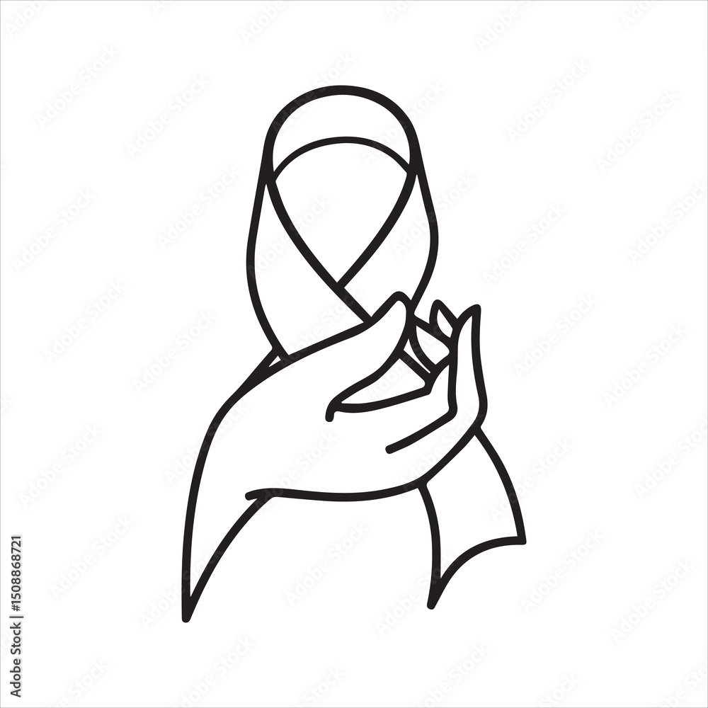 Support Ribbon with Hand Holding Symbol,Awareness Ribbon and Helping ...