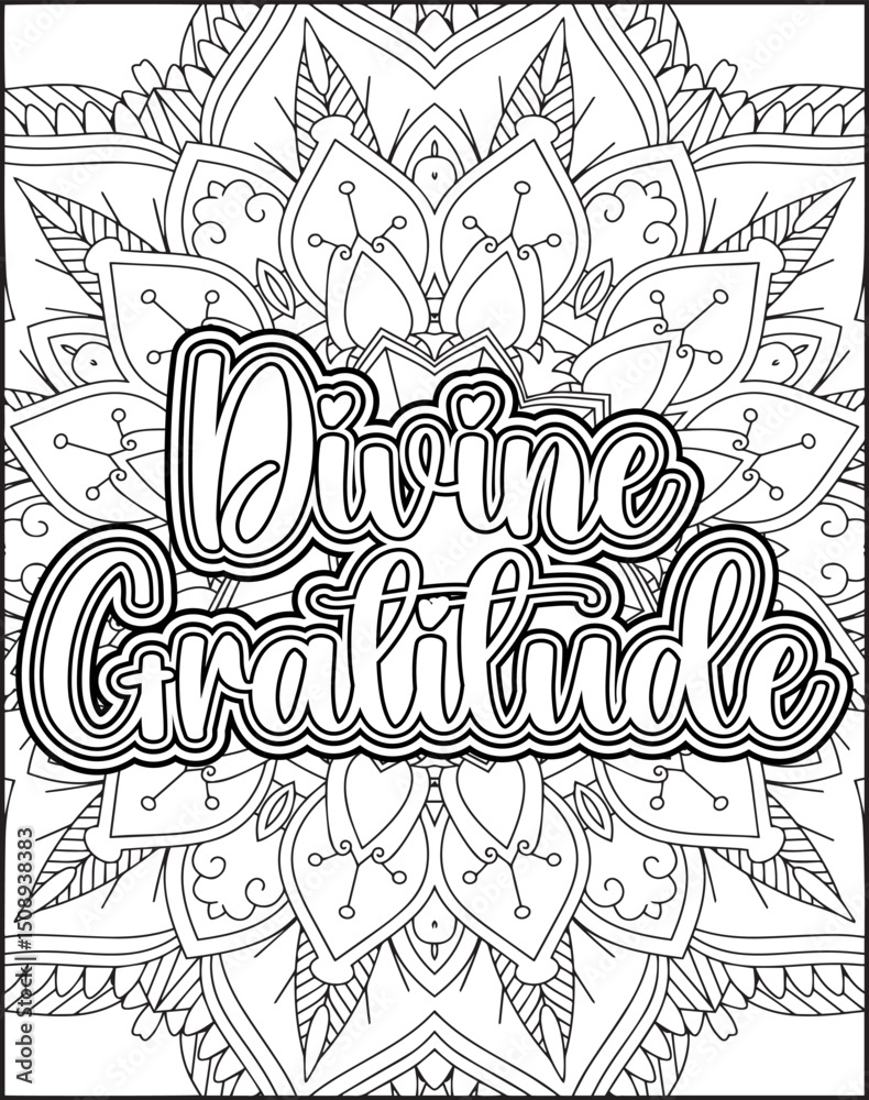 Gratitude Motivational Quote Coloring Page for Adults. Stock Vector ...