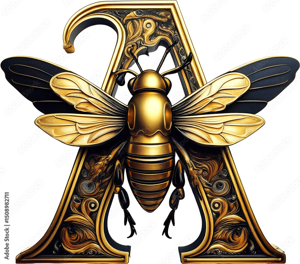 Letra A, abeja, abejorro, letra, animal, vector, administrar ...