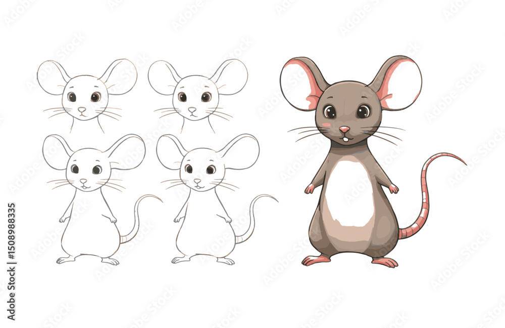 Adorable Mouse Drawing Tutorial Step-by-Step Guide for Beginners, Cute ...