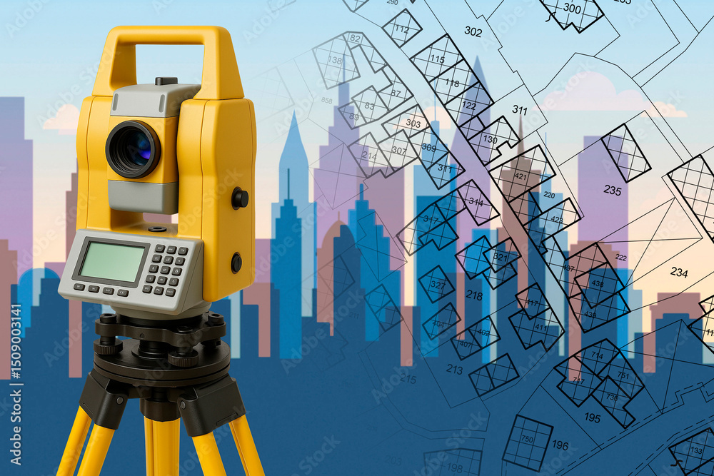IMAGINARY CADASTRAL MAP WITH REALISTIC CADASTRAL MAP and Total Station used for topographic ...