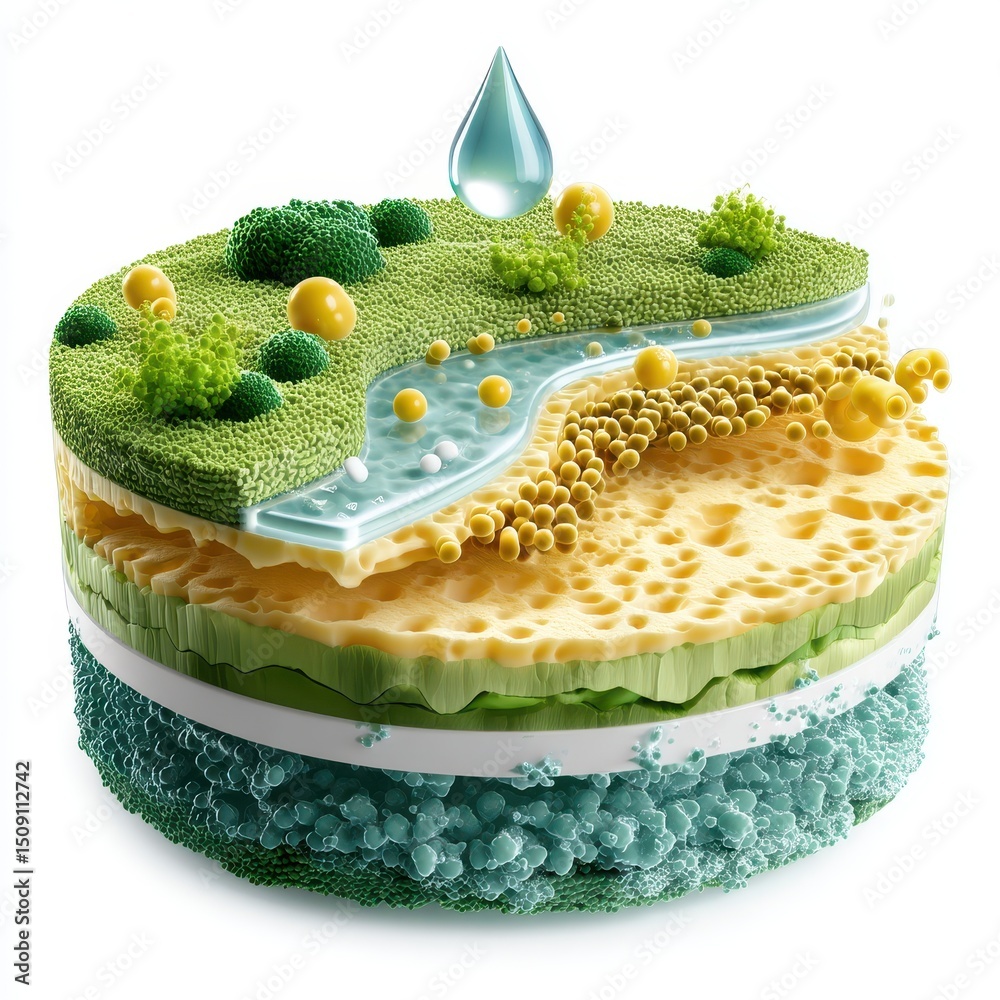 Ilustracja bez tantiem: Technical schematic of a leaf surface showing ...