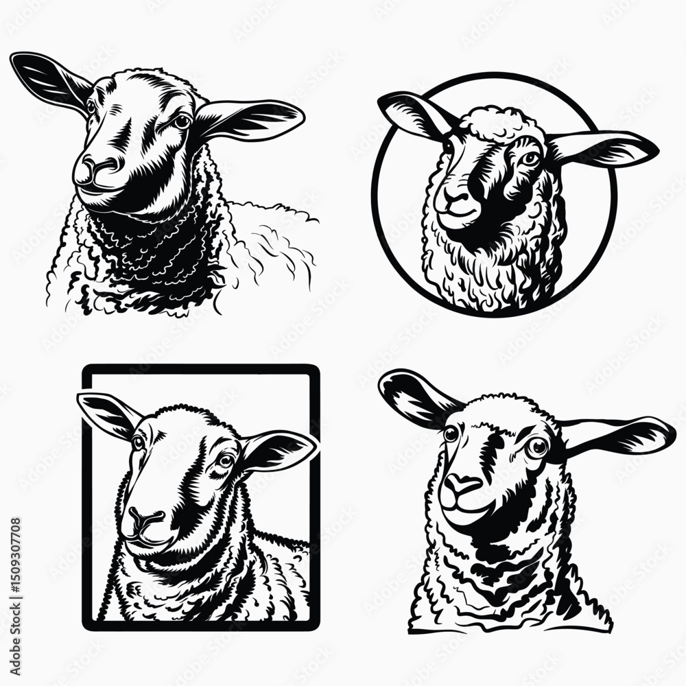 sheep svg stencil, farm animal cricut, lamb clipart vector, png, dxf ...