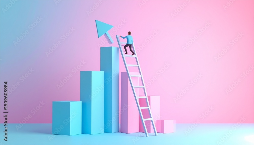 Image of a character climbing a ladder in the background, with a ...