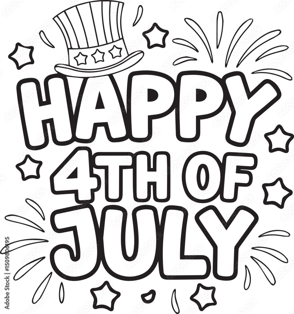 Happy 4th of July Coloring Page – Patriotic Independence Day Printable ...
