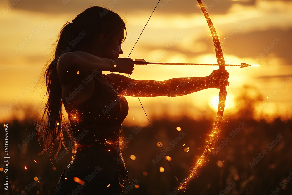 Woman drawing a bow Stock Photo | Adobe Stock