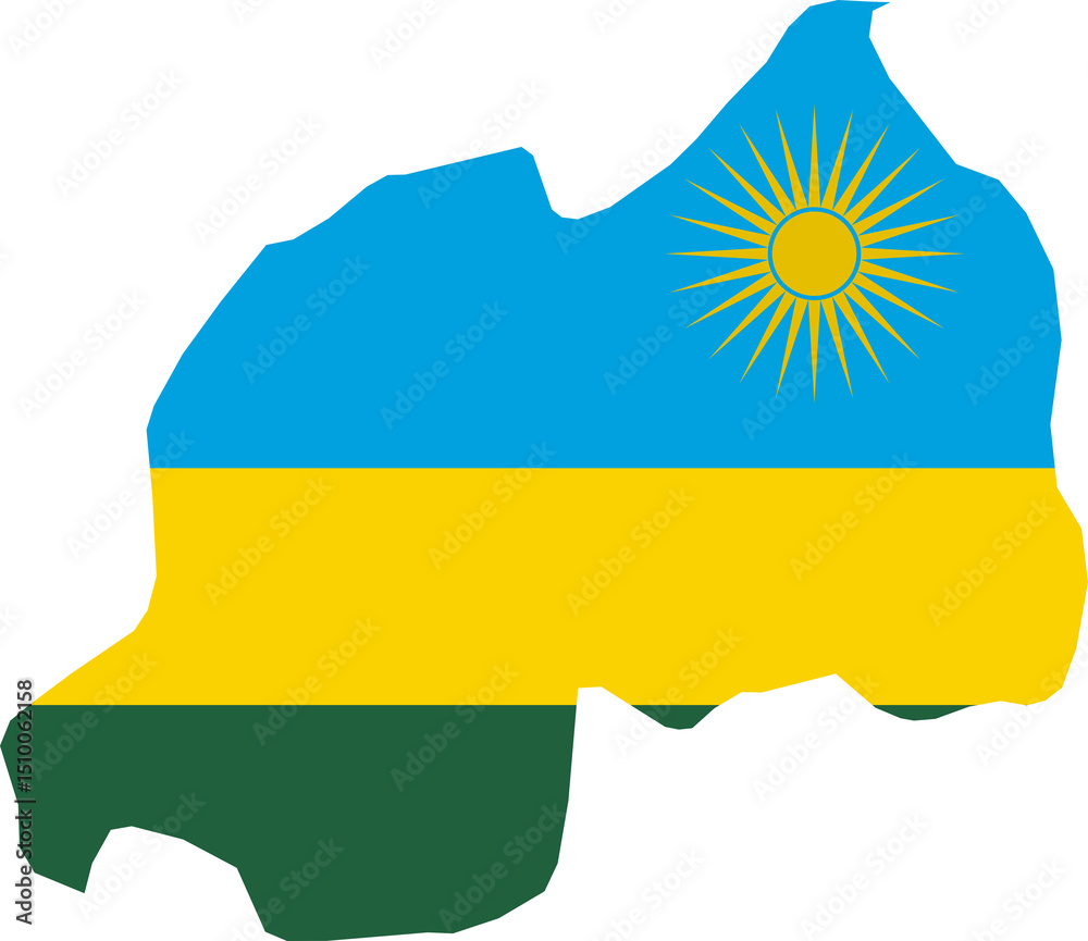 Rwanda national flag map with country boundary shape (Web Mercator ...