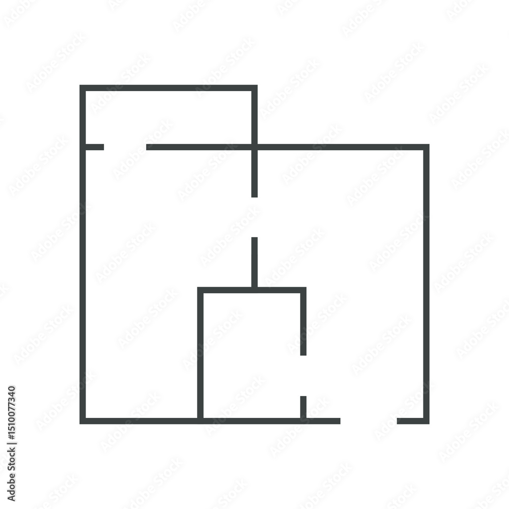 Floorplan simple icon room flat apartment line drawing, floor plan ...