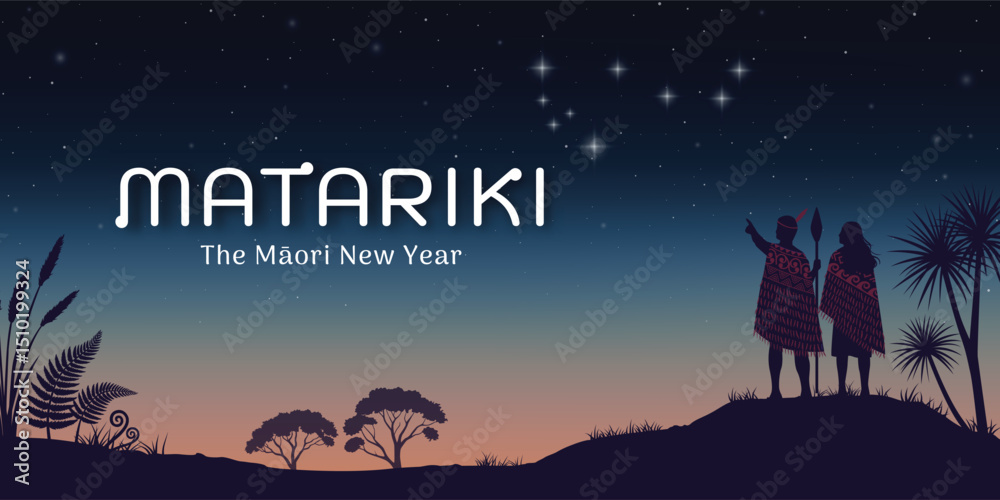 Matariki The Maori New Year Banner Stock Vector | Adobe Stock