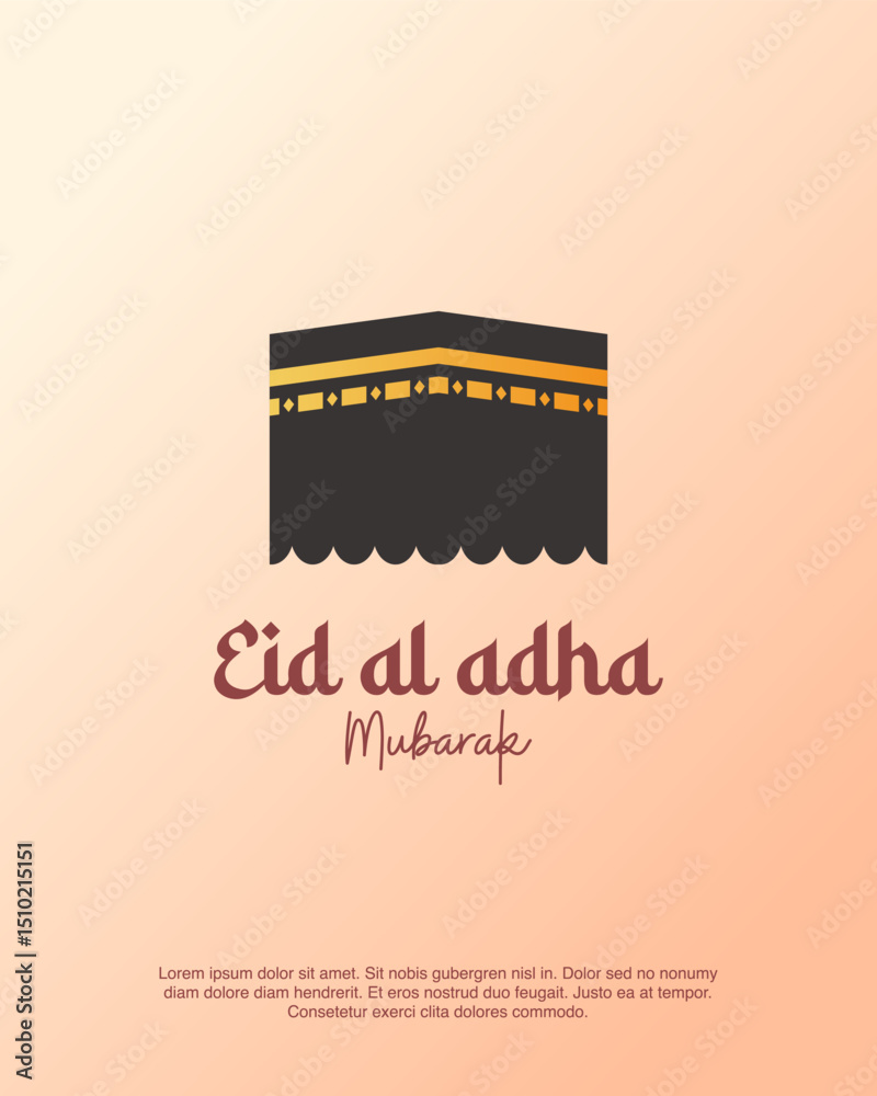 Eid al-Adha poster with Kaabah vector. Clean layout for Muslim events ...