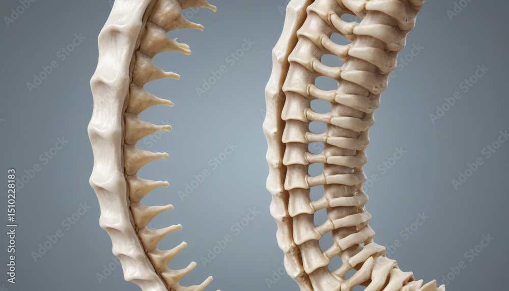 Curved Vertebral Columns: Anatomical Model Detail, Bone Structure on ...