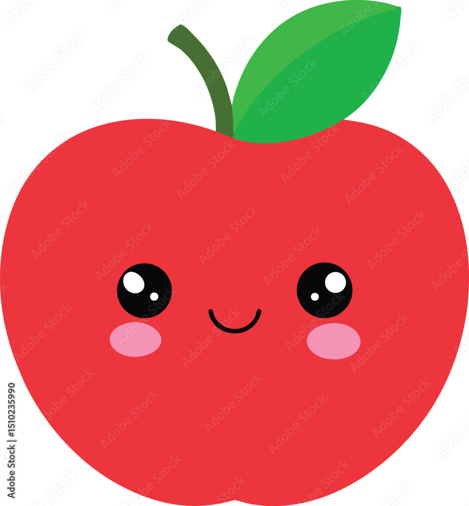 Kawaii fruit clipart design of an apple, vector illustration on ...