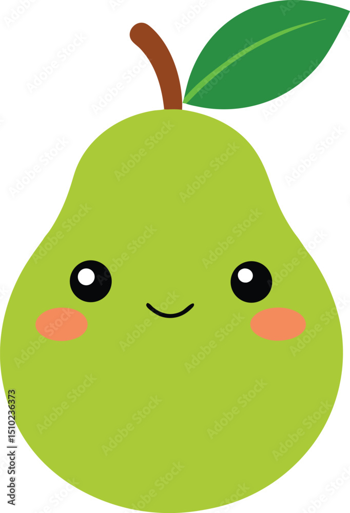 Kawaii fruit clipart design of pear, vector illustration Stock Vector ...