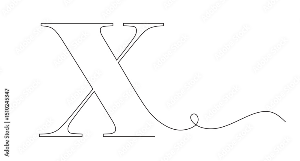 art of a continuous line from the letter X with a line that curves and ...
