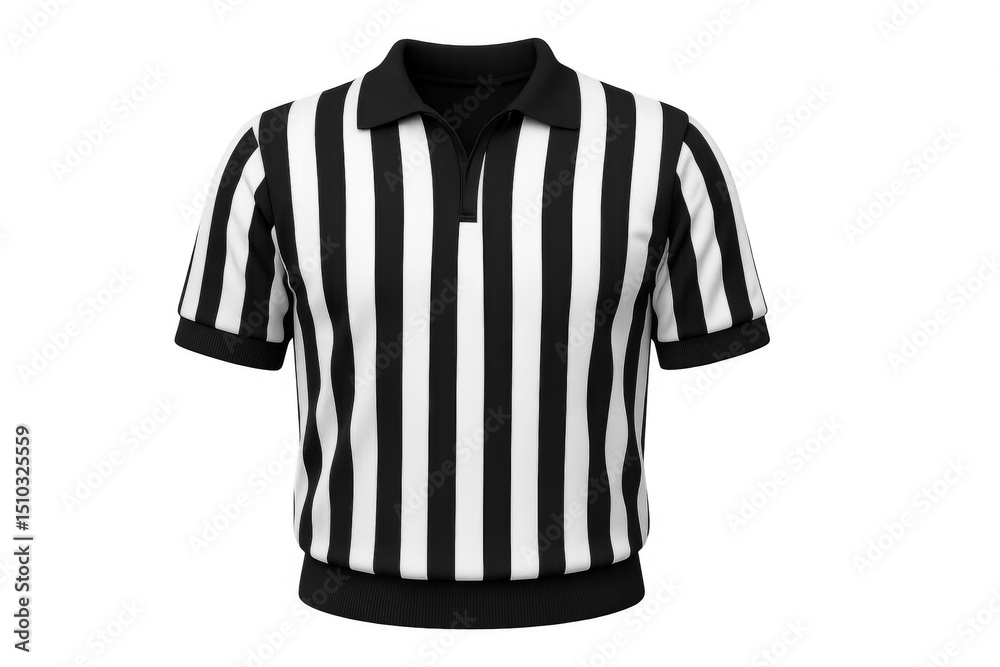 Referee shirt with vertical black and white stripes on transparent ...