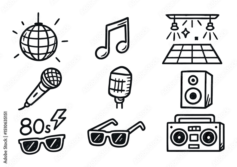 80s Music Iconography Stock Vector | Adobe Stock