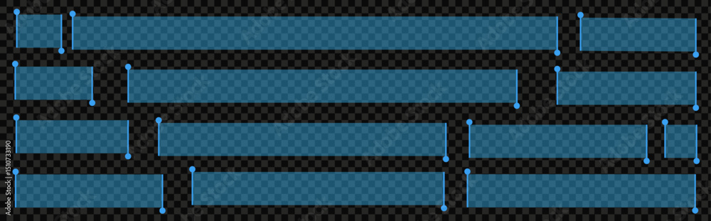 Set of blue selectors highlights for text. Blue effects overlay for ...