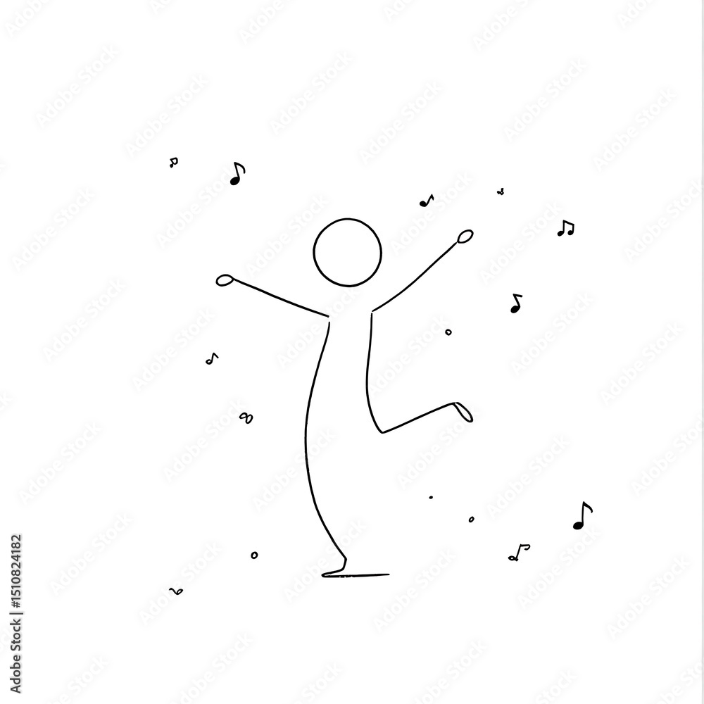 🔹 Stickman Groove 🔹 A minimal stick figure joyfully dancing with ...
