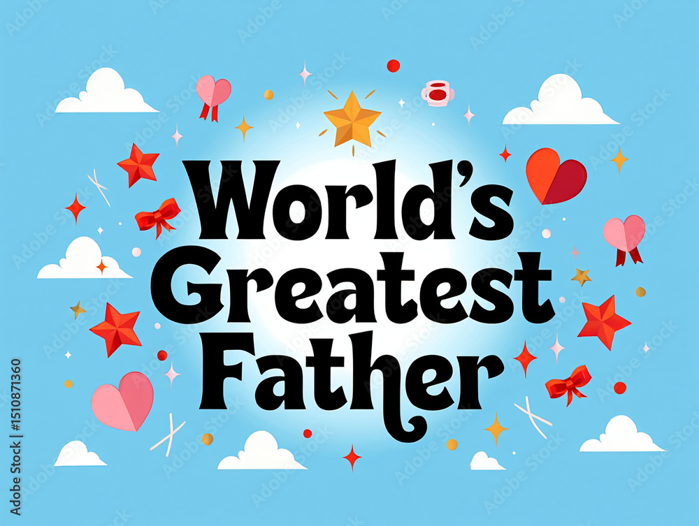 World's greatest father card happy fathers day celebration with hearts ...