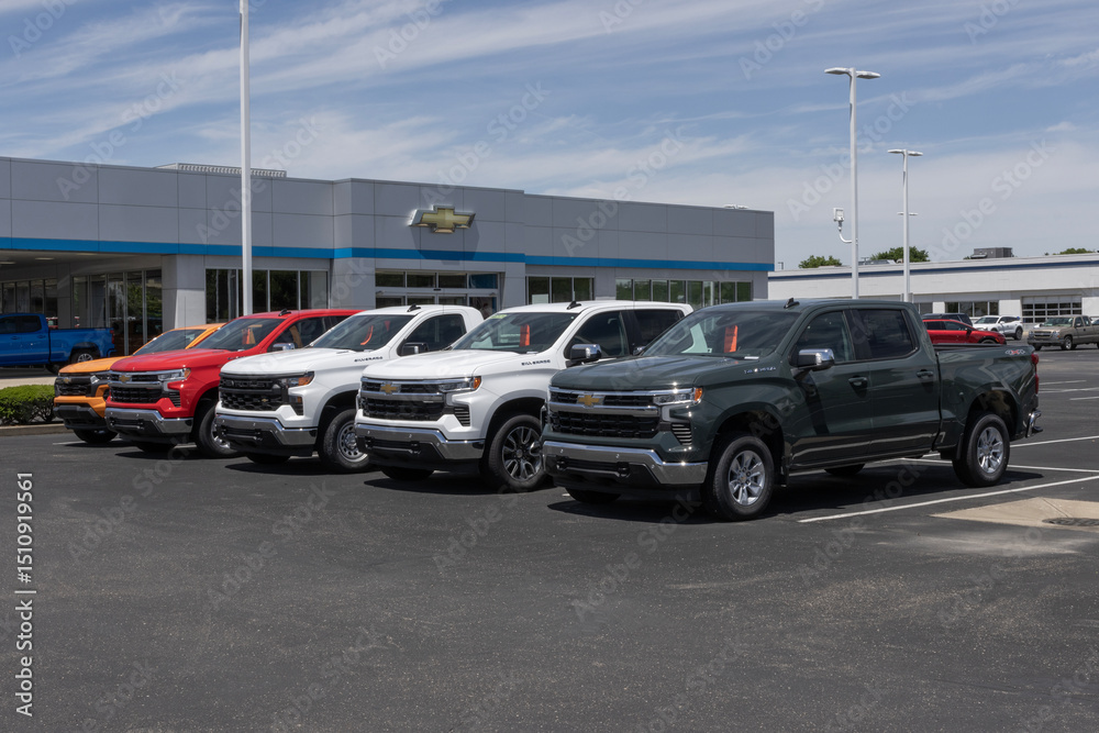 Chevrolet Silverado 1500 display at a dealership. Chevy offers the ...