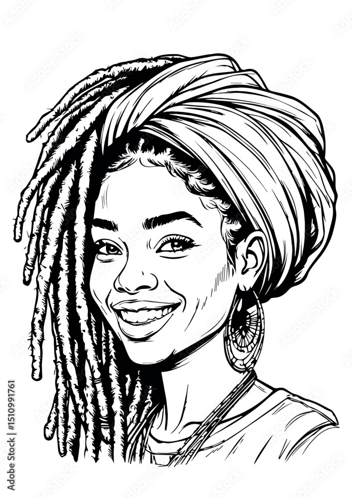 Стоковое векторное изображение «African Black Woman Coloring Page ...
