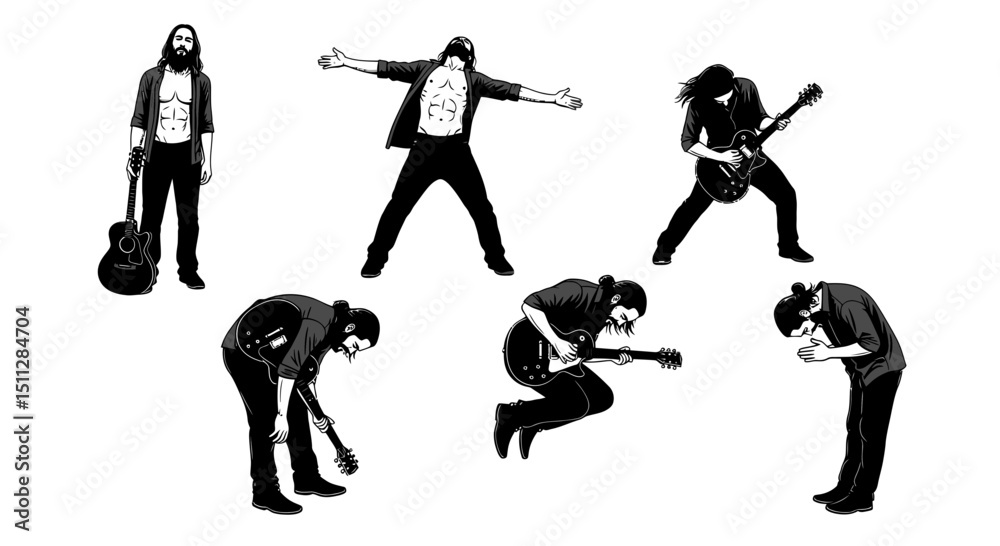 Rock Star Poses: A collection of six unique rock star poses, capturing ...