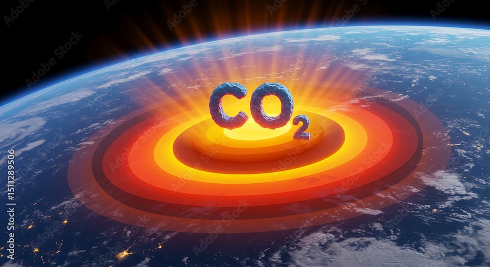 CO₂ molecule diagram showing its role in trapping heat within Earth's ...