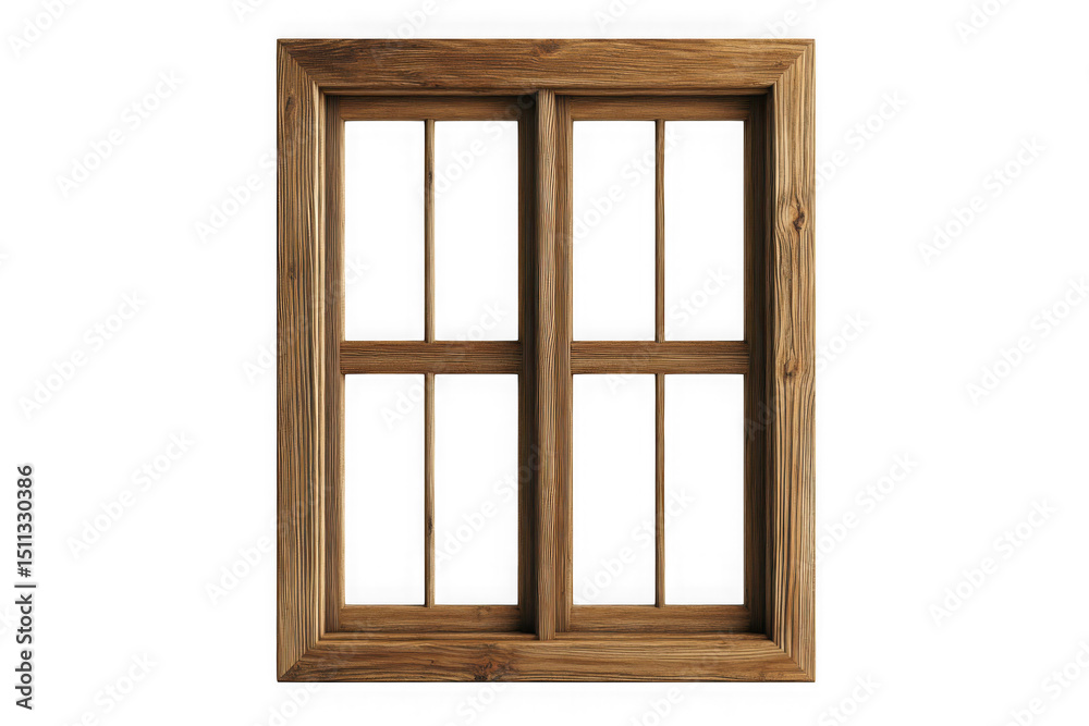 Detailed wooden window frame illustration, interior design element ...