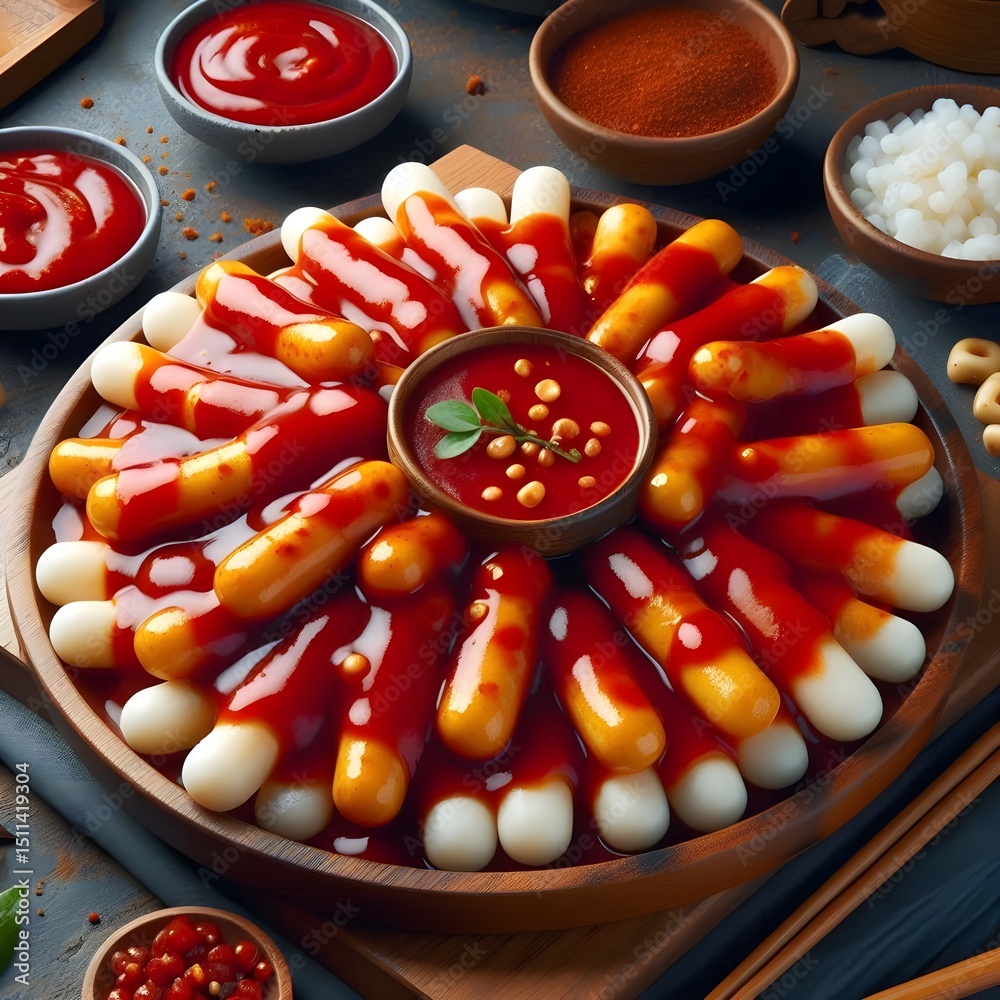 Traditional Korean Tteokbokki served family-style, highlighting the ...