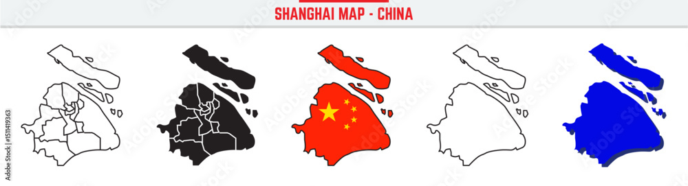 Shanghai Province Map Outline with China Inset – 3D Shanghai Map ...