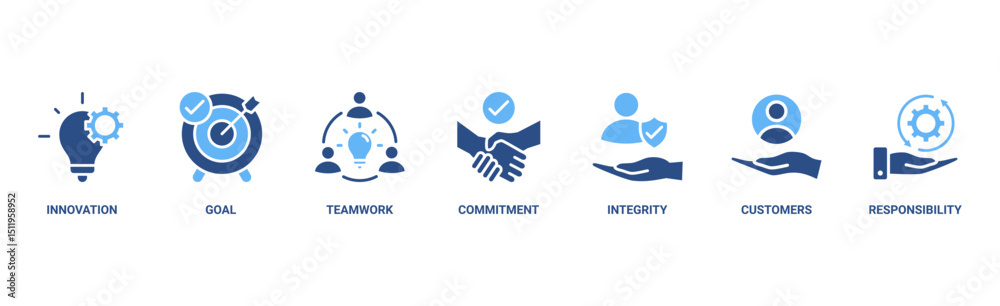Core values banner web icon vector illustration concept with icon of ...